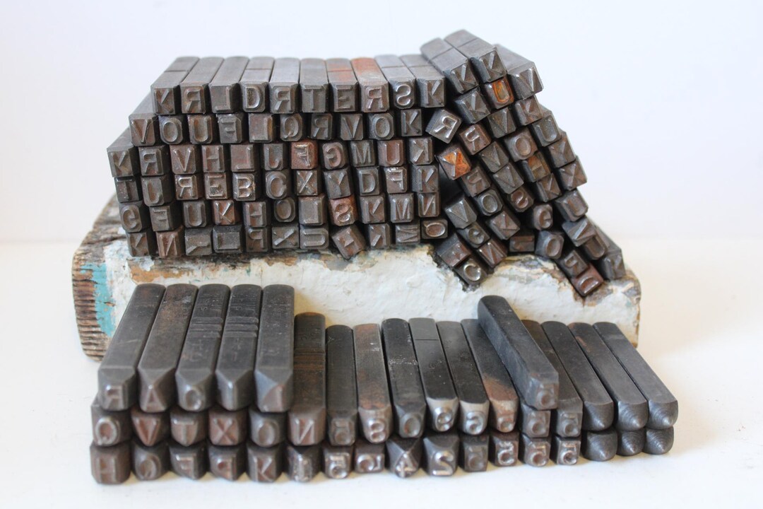 Lot of Vintage Metal Print Stamps Letters Numbers Letterpress Typeset ...