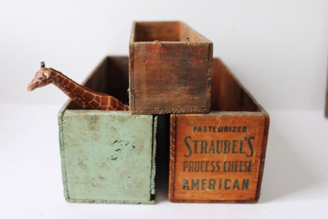 Three Vintage Wood Cheese Boxes Tool Storage Rustic Primitive Planter ...