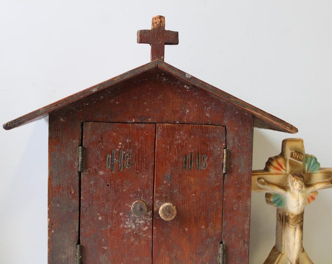 Vintage Religious Shrine Cabinet Tabernacle Primitive Rustic Church ...