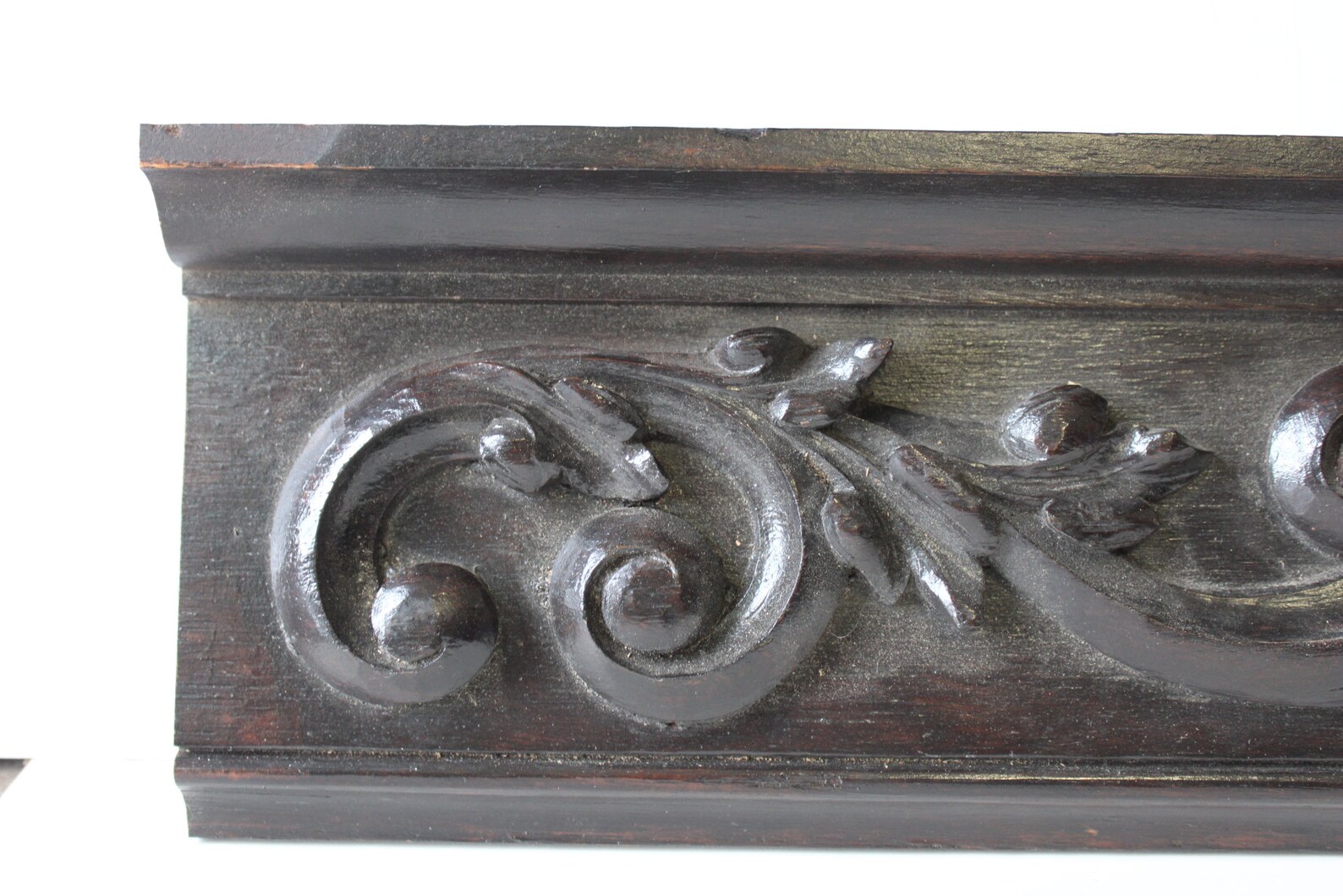 Antique Wood Pediment Furniture Trim Rail Board Crest Architectural ...