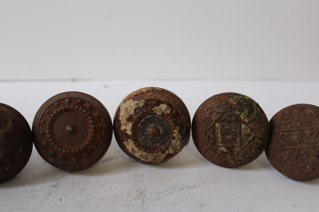 Five Antique Door Knobs Ornate Rusty Aged Doorknobs Eastlake ...