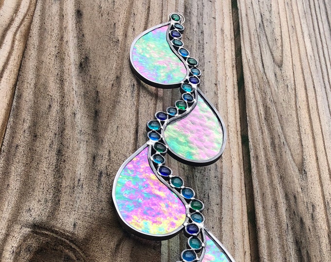 Abstract Tear Drop Stained Glass Piece - Etsy