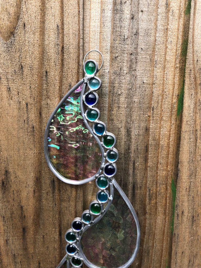 Abstract Tear Drop Stained Glass piece | Etsy