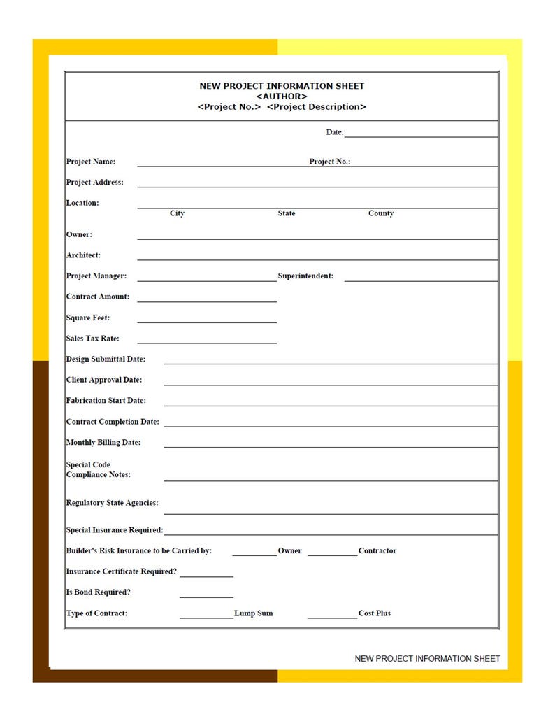 Excel Project Checklist Template: Basic Project Information - Etsy