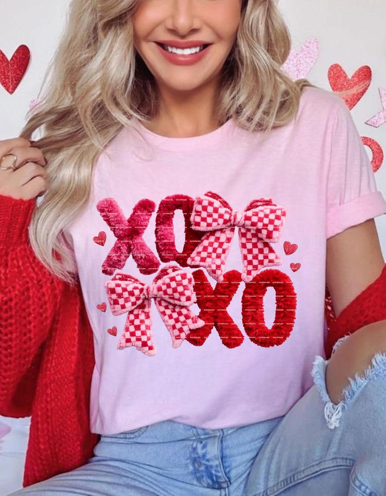 XOXO Valentine Design With Cute Bows Png File, Love Heart Aesthetic ...