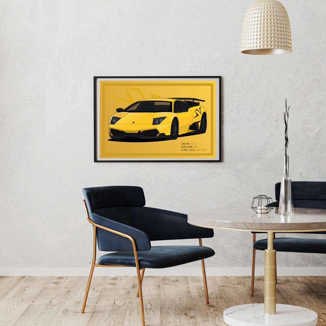 Lamborghini Murcielago Poster, Illustration Art, Digital Download ...