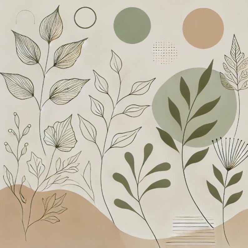 Cute, Minimalistic Plant Digital Prints to Use for Crafts and or Wall ...