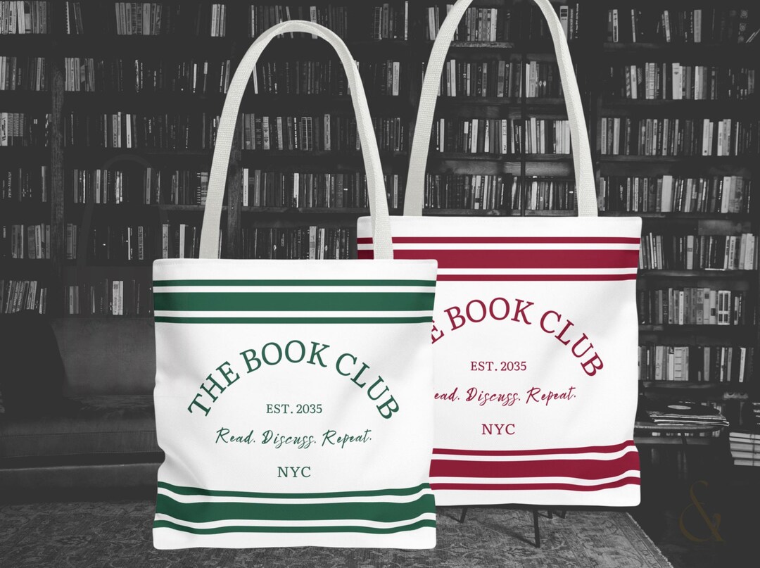 The Book Club Custom Tote Bag - Read Discuss Repeat, Book Bag ...