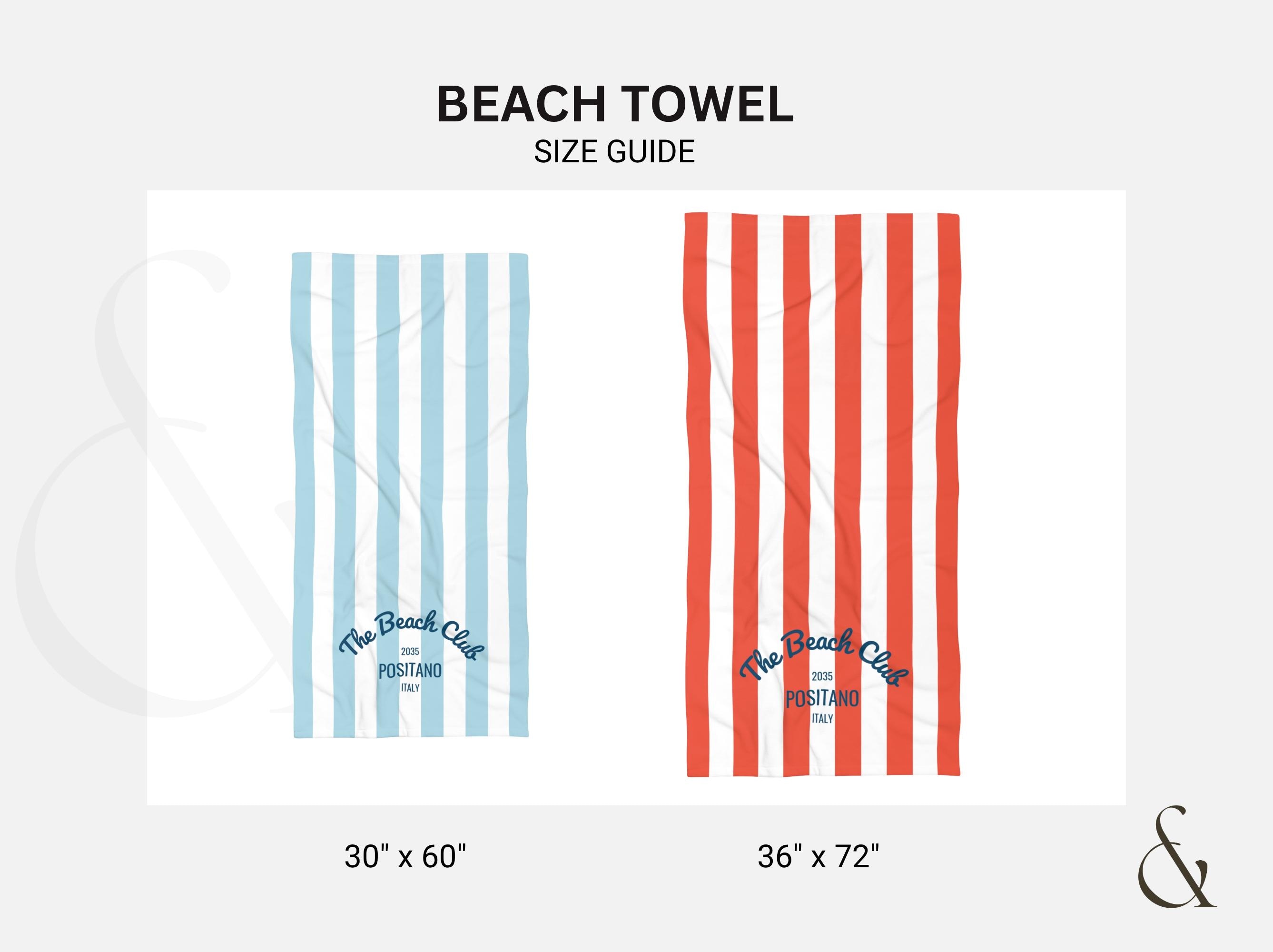 Custom Location the Beach Club Beach Towel - Cabana Stripe Beach Towel ...