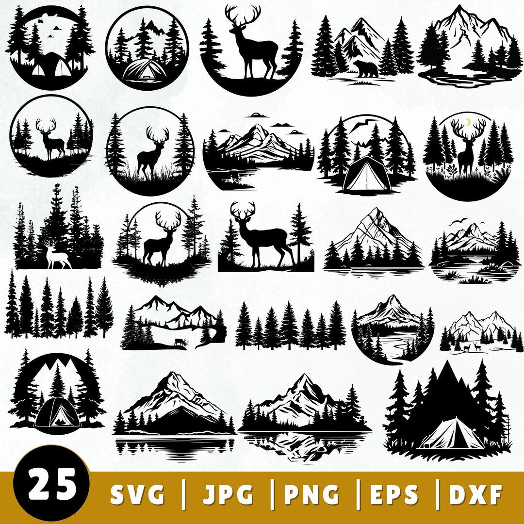 Forest Landscape Svg, Mountain Svg Bundle, Forest Scene SVG, Woodland ...