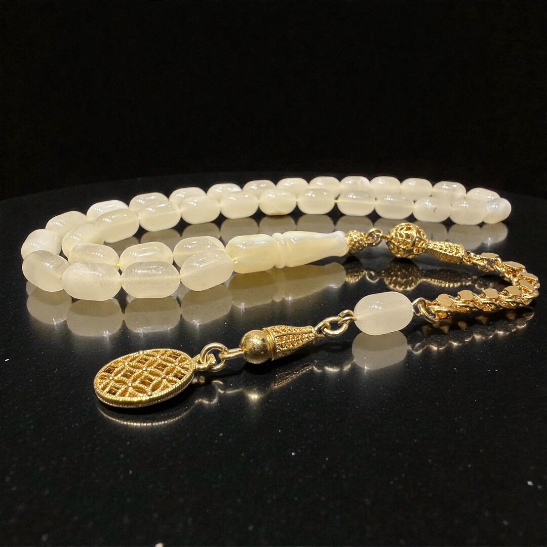 Kaliningrad Baltic Amber Tasbih, Gold Plated Sterling Silver Tassel ...