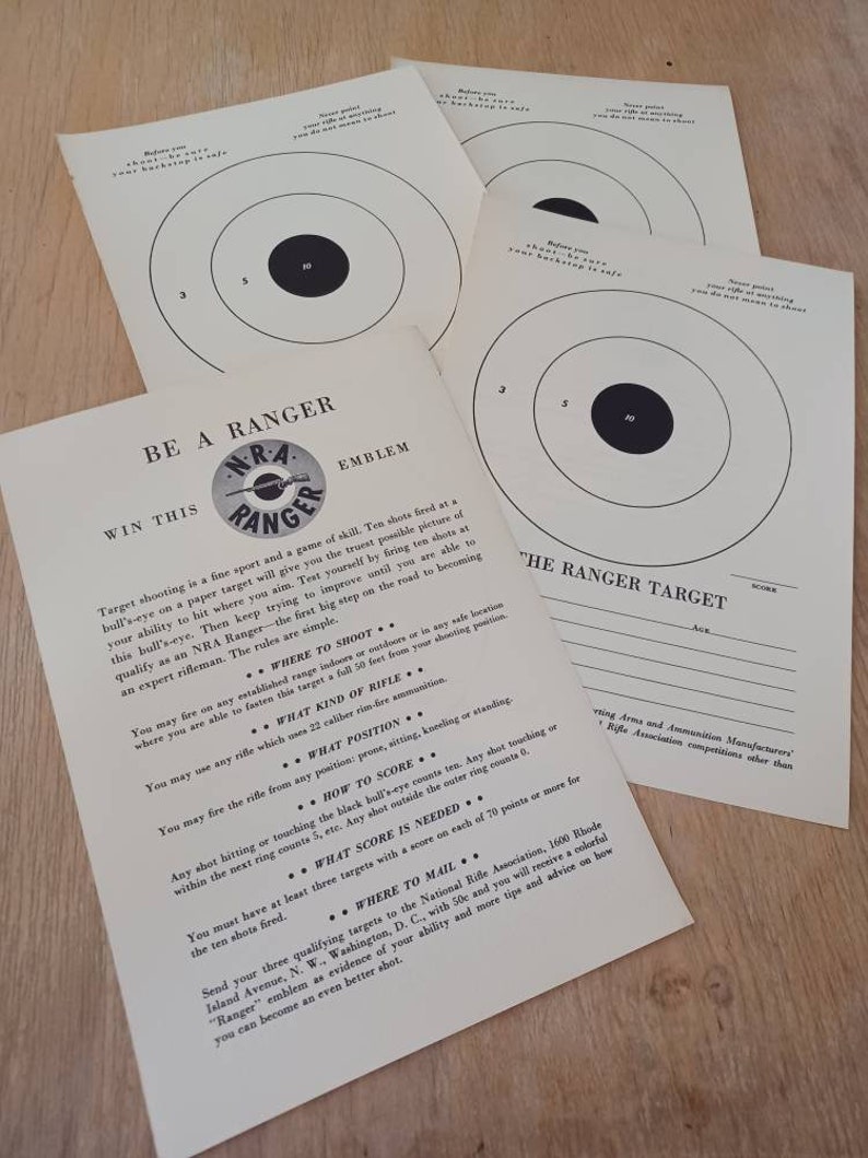 3 Vintage 50s NRA Ranger Rifle Sport Targets Double Side - Etsy