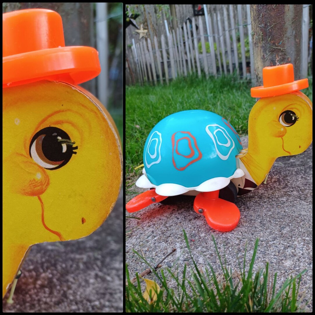 Vintage 60s Fisher Price Tiptoe Turtle Pull Toy 1962 Bright, Dapper ...