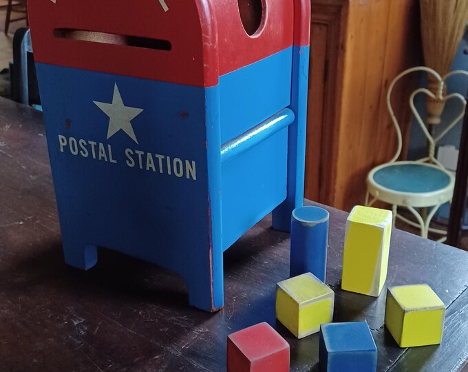 Vintage 50s Playskool Wooden Mailbox Rustic Sorting Shape Learning Toy ...