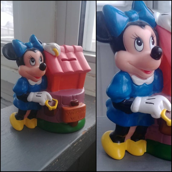 Vintage 70s Minnie Mouse Wishing Well Piggy Bank Stamped - Etsy