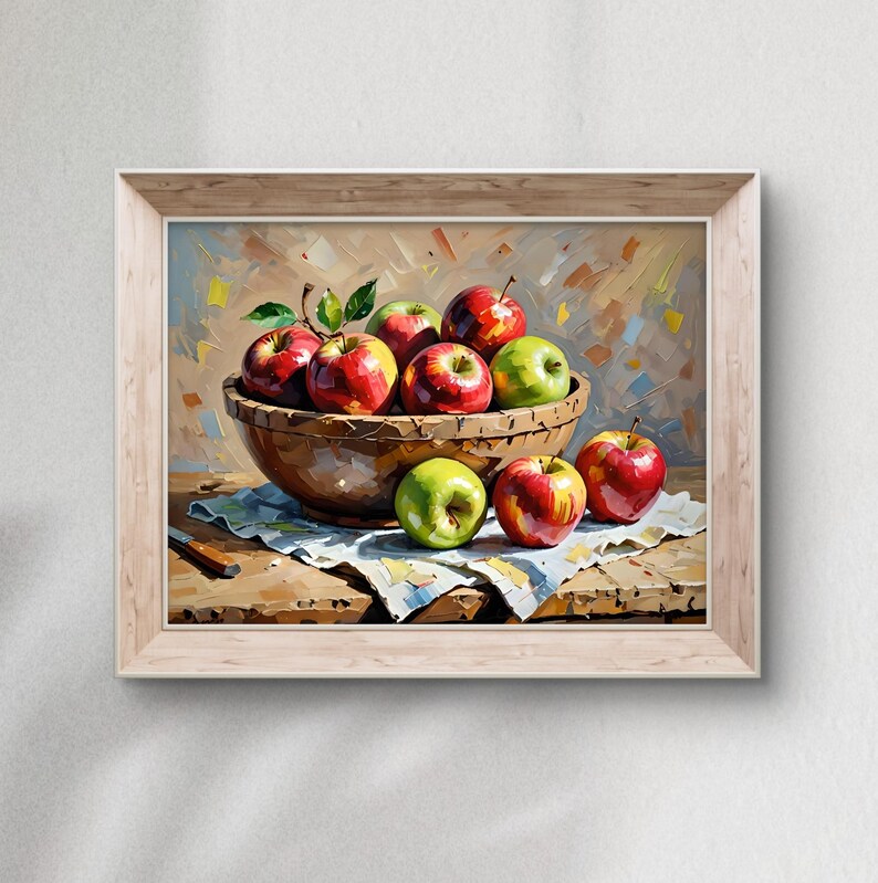 Apple Oil Painting Print: Rustic Kitchen Still Life (digital Download ...
