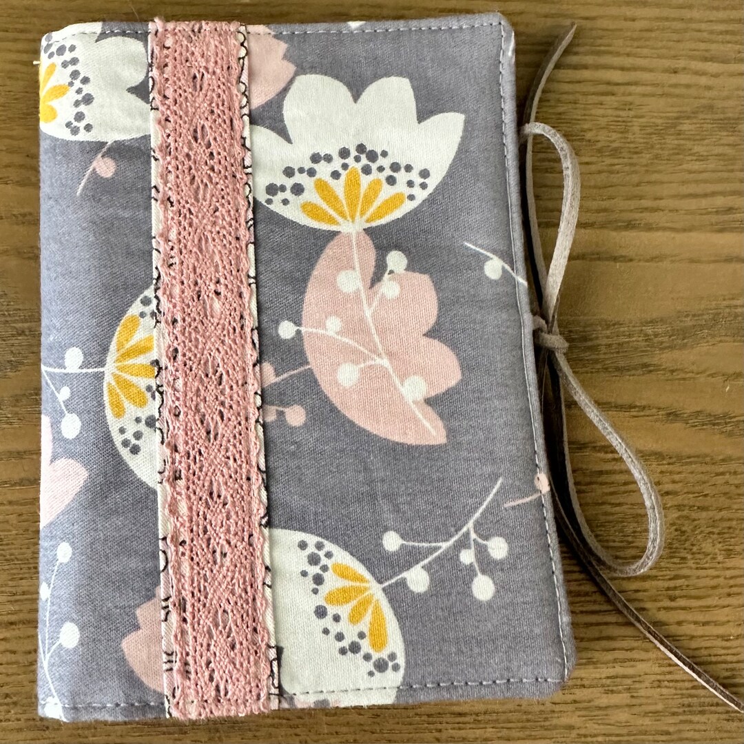 Floral Mini Notebook and Cover / Mini Notebook Cover / Quilted Notebook ...