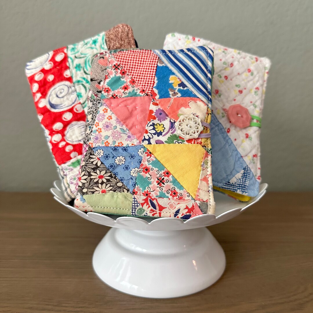 Vintage Quilt Mini Notebook and Cover / Repurposed Feedsack Quilt ...