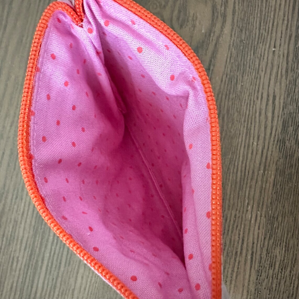 Pink and Orange Pouch / Cute Card Zipper Pouch / Key Chain Coin Purse ...