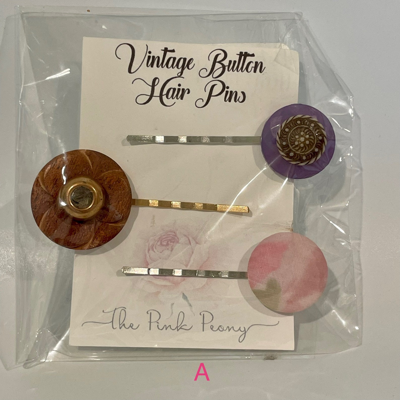Vintage Button Hair Clips / Vintage Button Bobby Pins / - Etsy