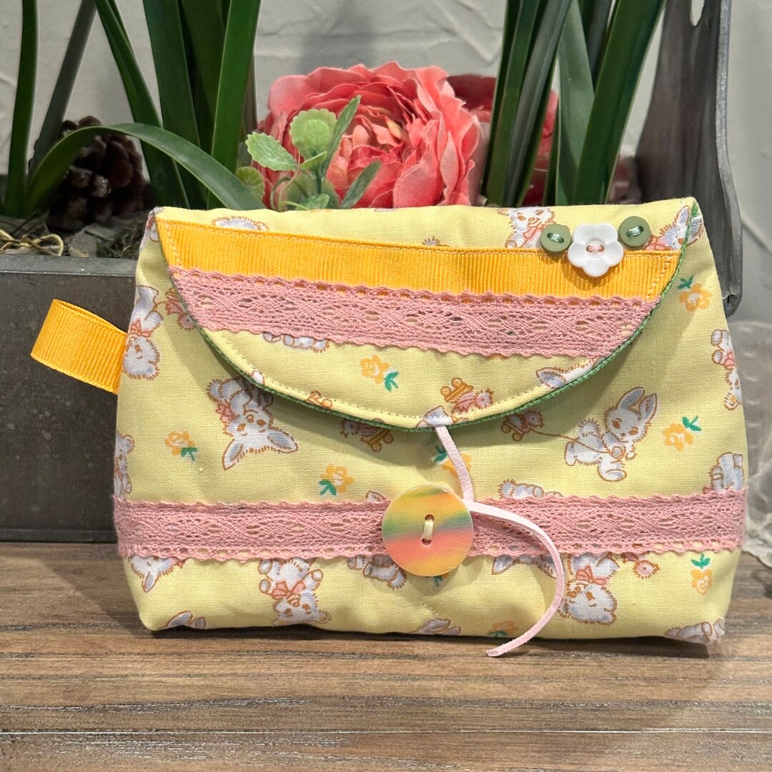 Vintage Inspired Bunny and Bear Pouch / Vintage Style Pouch / Handmade ...