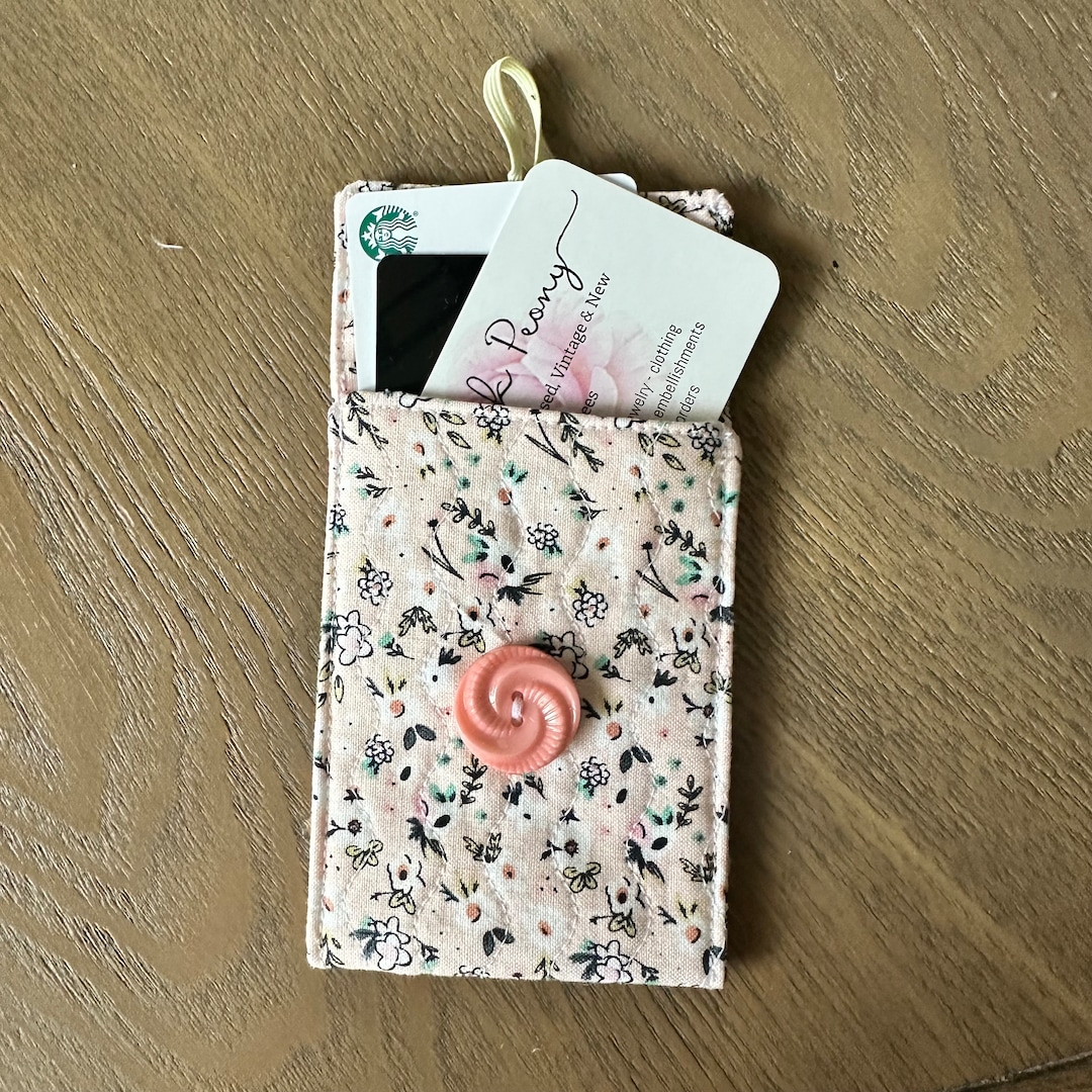 Pink Floral Handmade Card Case Wallet / Business Card Case / Card ...