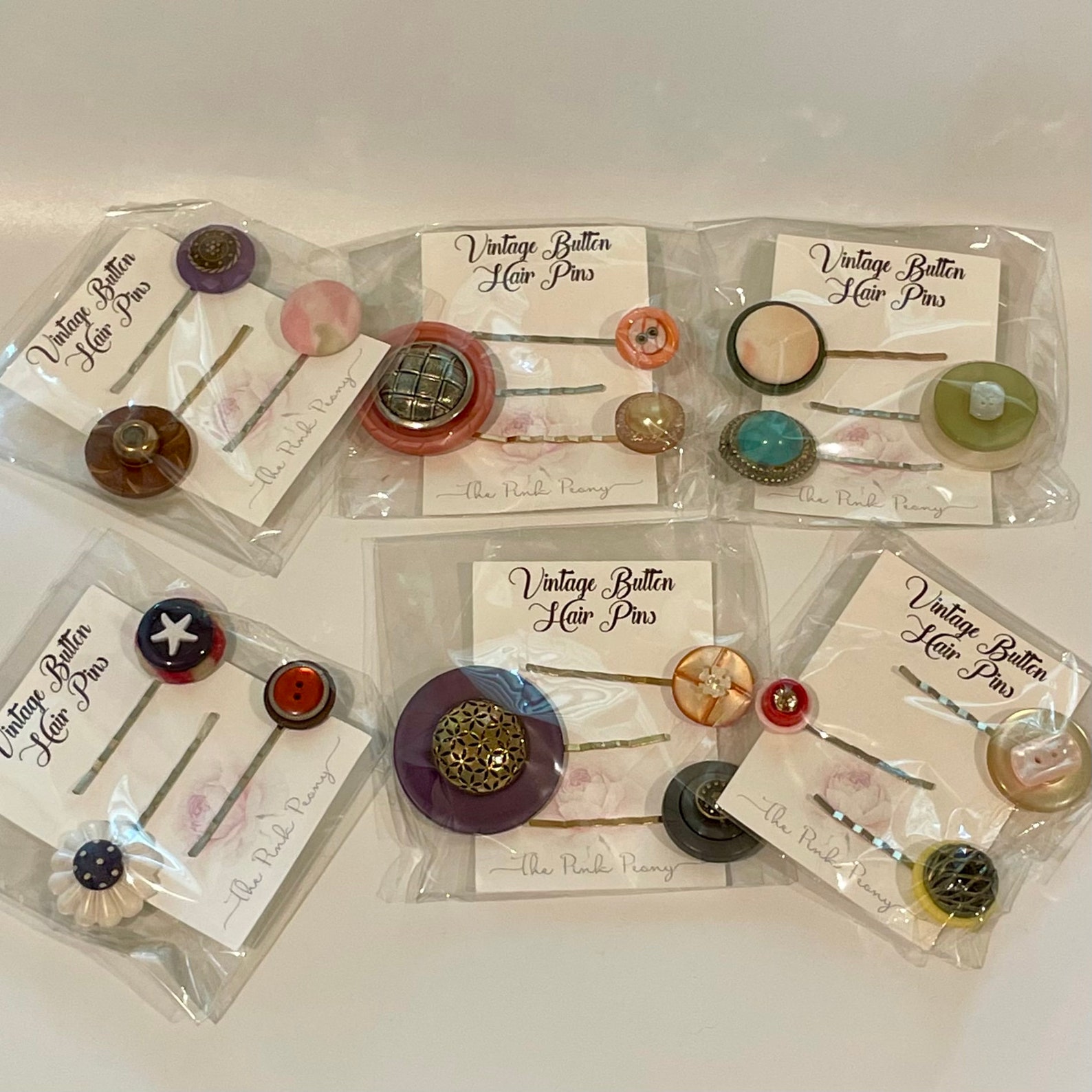 Vintage Button Hair Clips / Vintage Button Bobby Pins / - Etsy