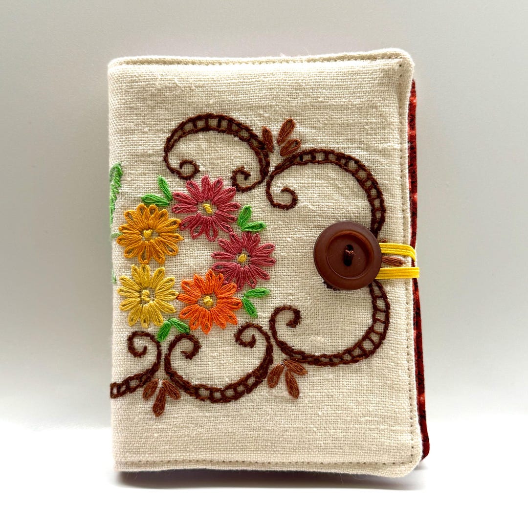 Vintage Linen Mini Notebook and Cover / Mini Notebook Cover / Vintage ...