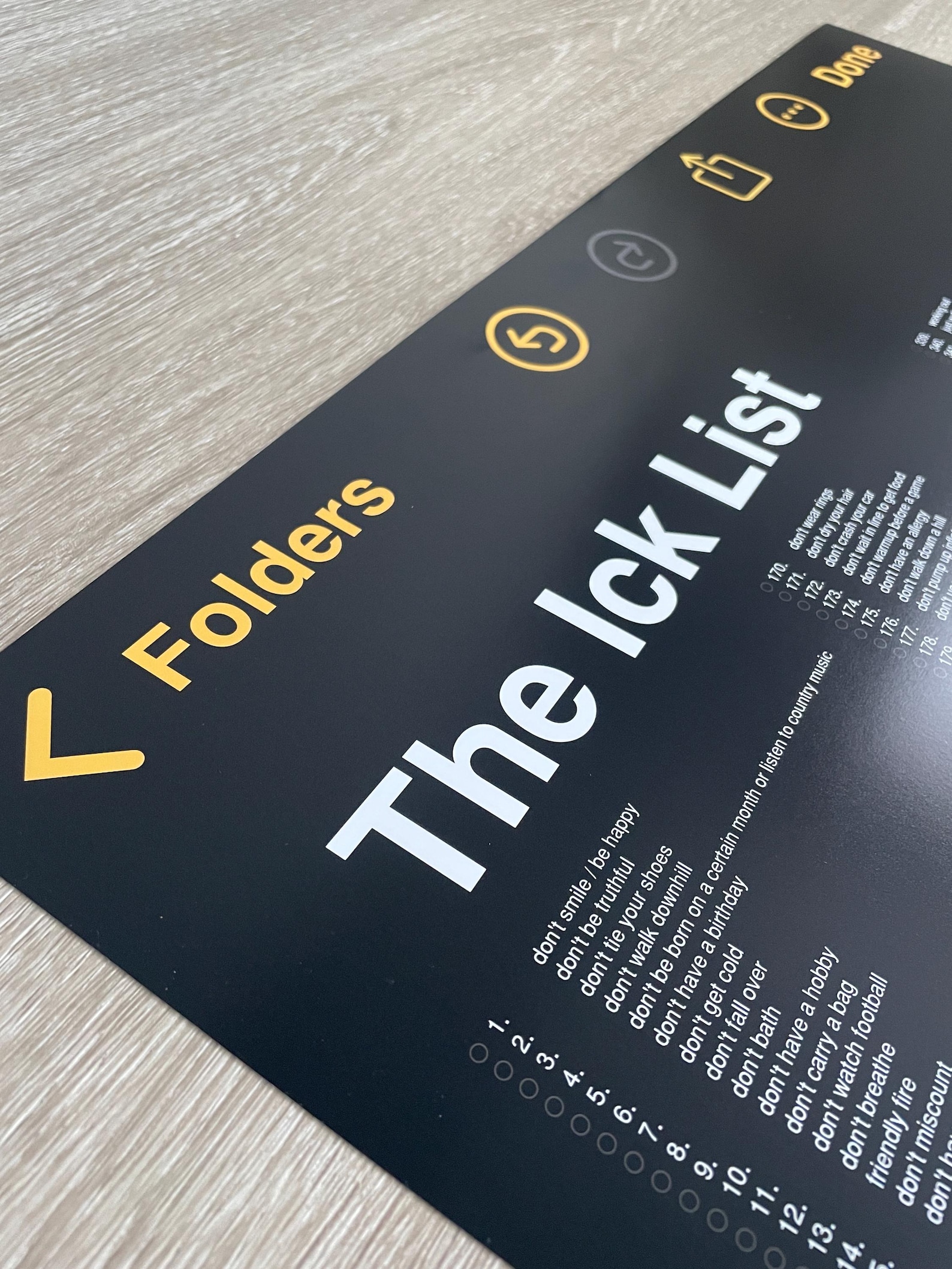 Icklist Ick List Men Women Gift Rizz Joke Poster Placard List Style Art ...