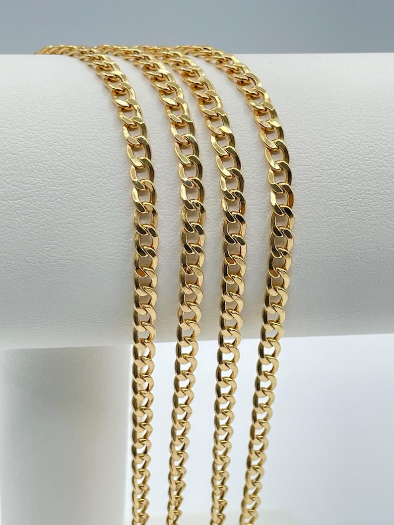 18K Solid Gold Curb Chain Necklace: 4MM Thick - Etsy