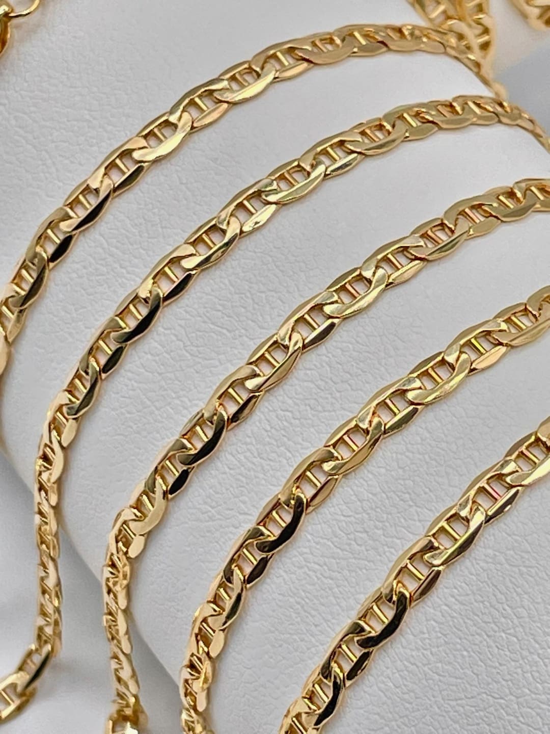 18K Solid Gold Anchor Link Chain Necklace: Mariner Style, 3.5mm Thick ...