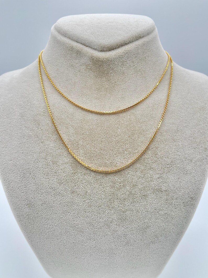 18K Solid Gold Box Chain Necklace: Diamond-cut - 1.40MM Thick - Etsy