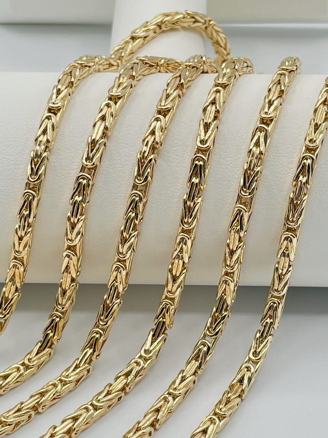14K Gold Byzantine Chain Necklace: Solid Yellow Gold, 4MM Unisex - Etsy