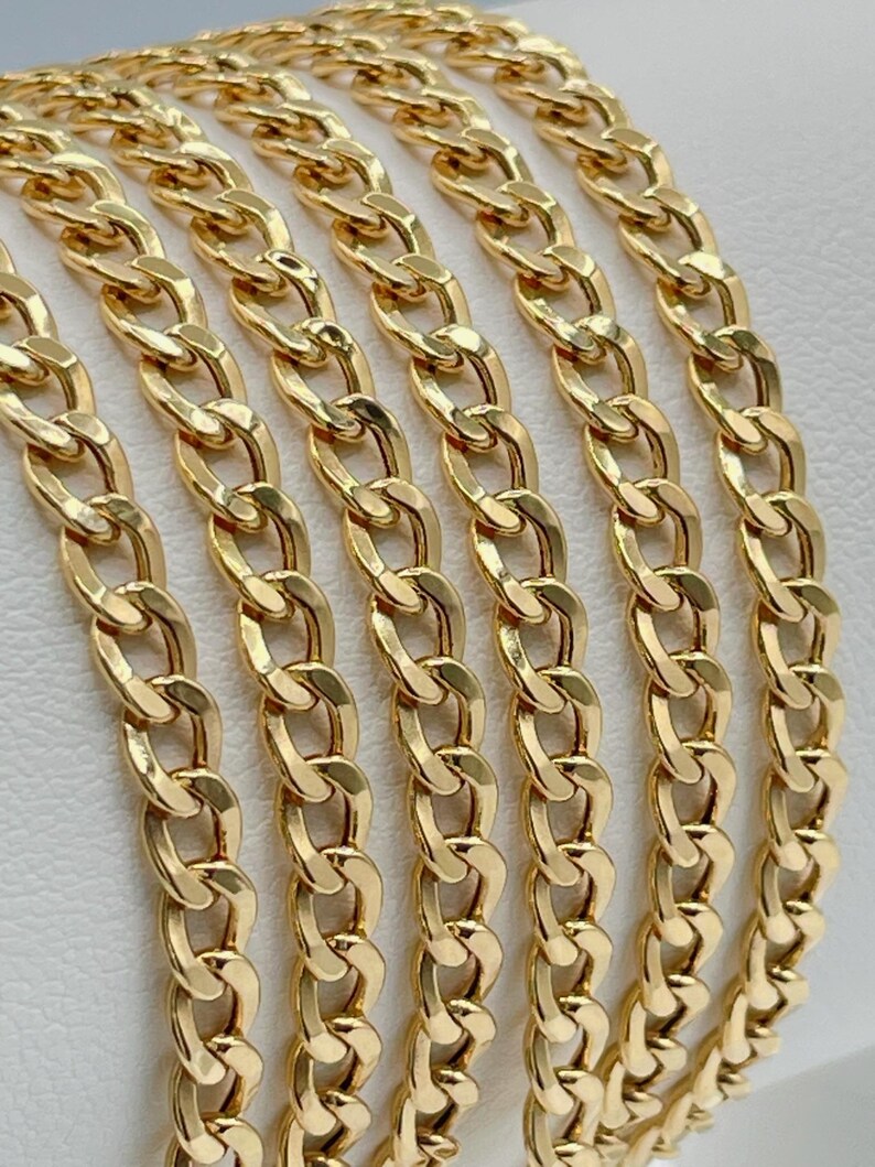 18K Solid Gold Curb Chain Necklace: 4MM Thick - Etsy