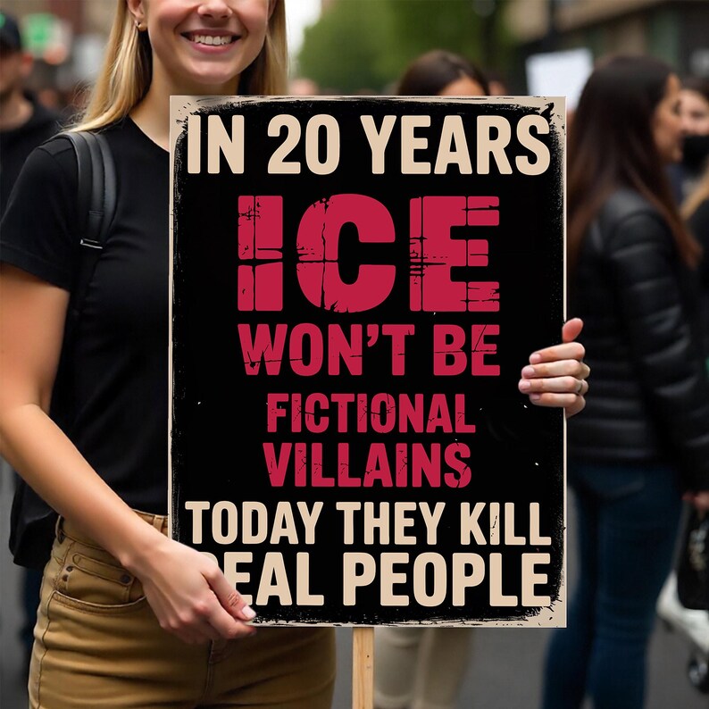 ICE Kill Protest Sign, Digital File Only, Black & White Background ...