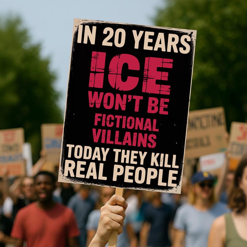 ICE Kill Protest Sign, Digital File Only, Black & White Background ...