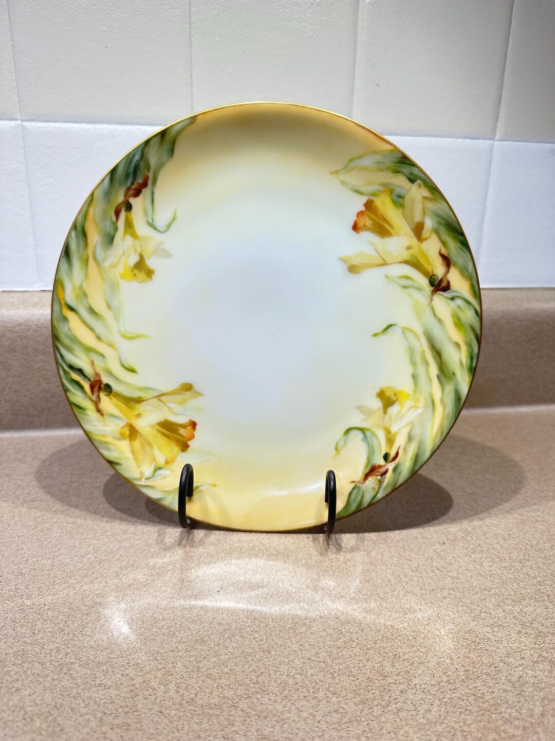 Antique Hand Painted Daffodil Plate - Etsy