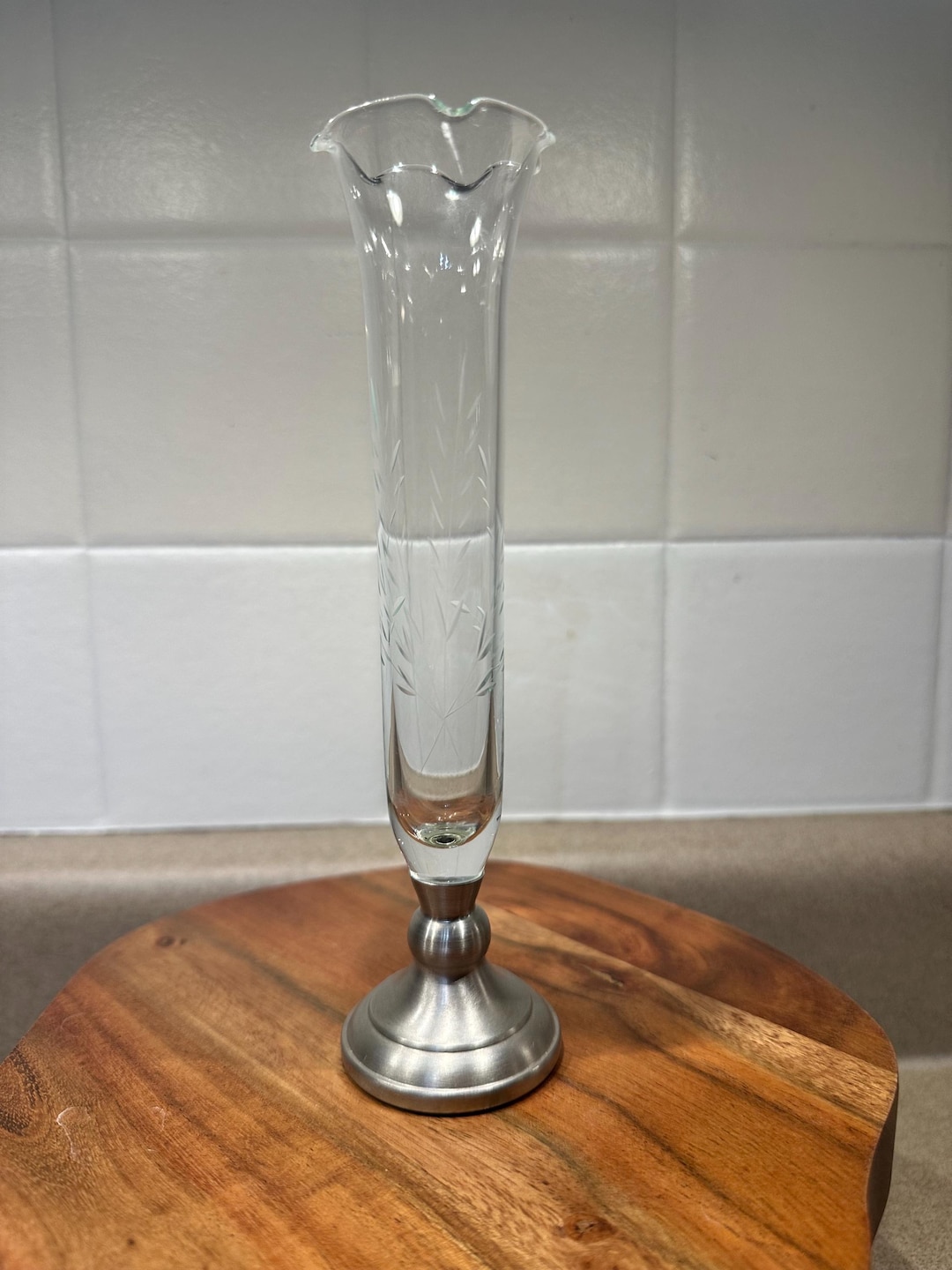 Web Pewter and Etched Glass Bud Vase - Etsy