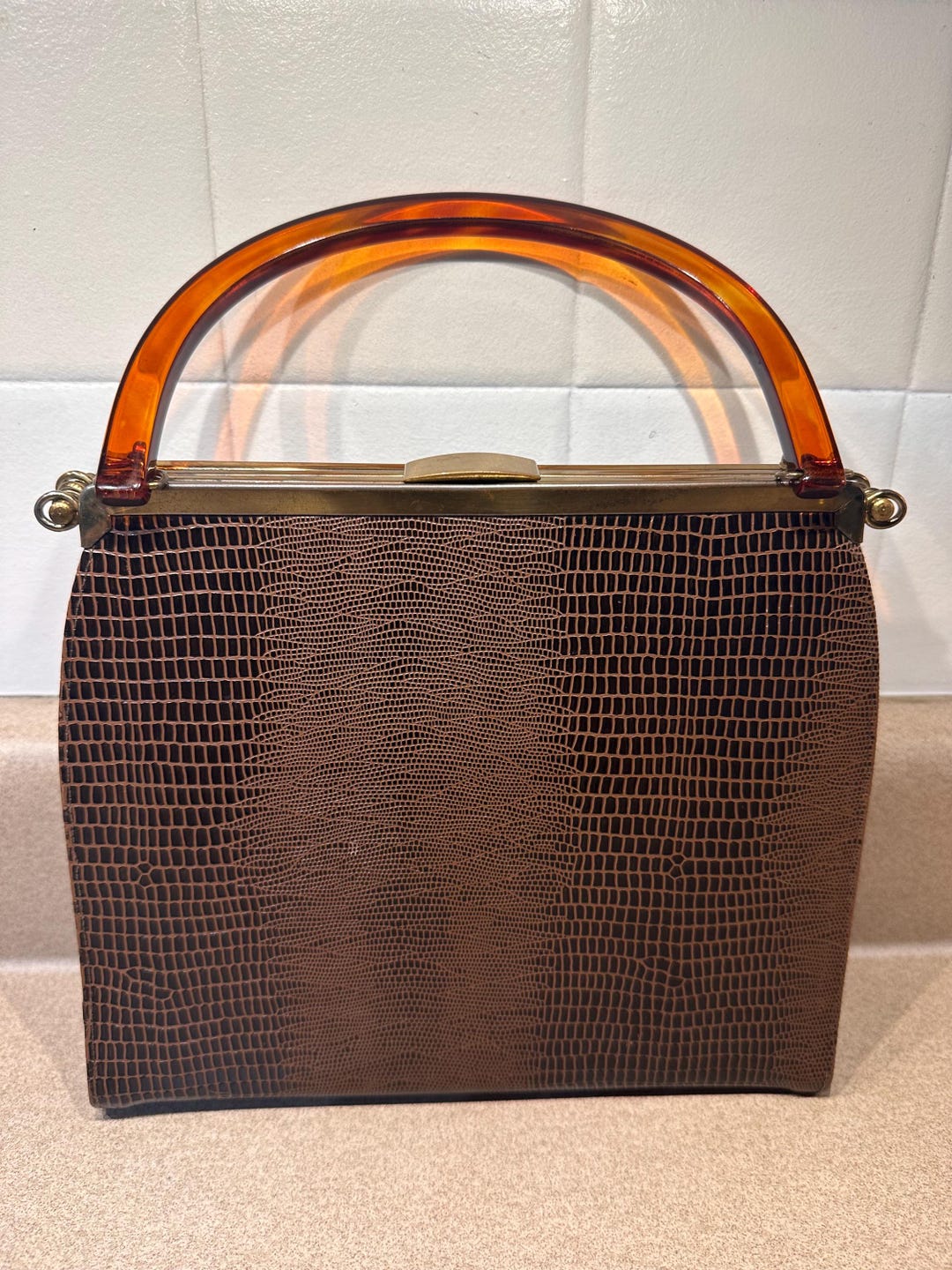 Vintage 3-in-1 L & M by Edwards Convertible Black and Faux Alligator ...