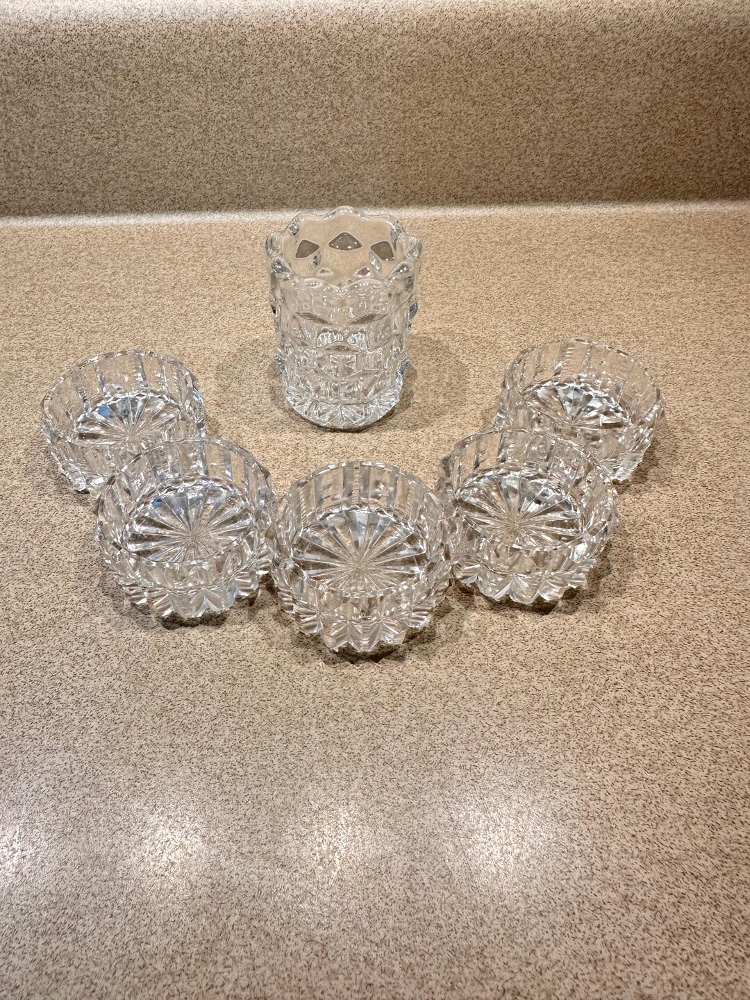 Edwardian Cut Crystal Salt Cellars (5) and Toothpick Holder - Etsy