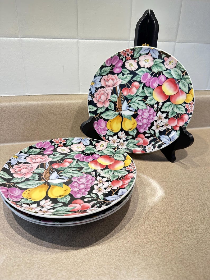Set of 4 Vintage Albert Kessler Bird Fruit Flower Garden Plates - Etsy