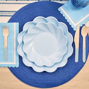 SAGE or BLUE Eco Bamboo Partyware /plates/napkins/utensils - Etsy