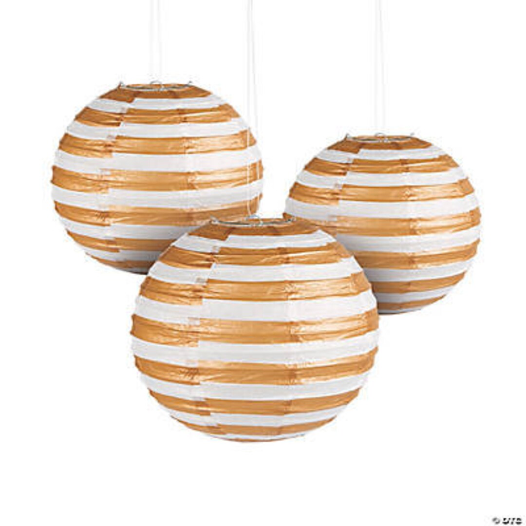 Metallic Gold Stripe Lanterns 12 Inches Set of 6 - Etsy