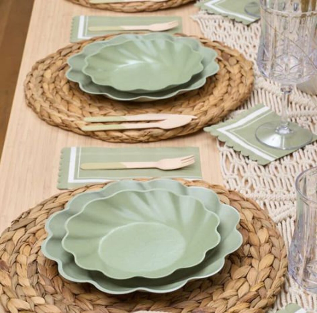 SAGE or BLUE Eco Bamboo Partyware /plates/napkins/utensils - Etsy