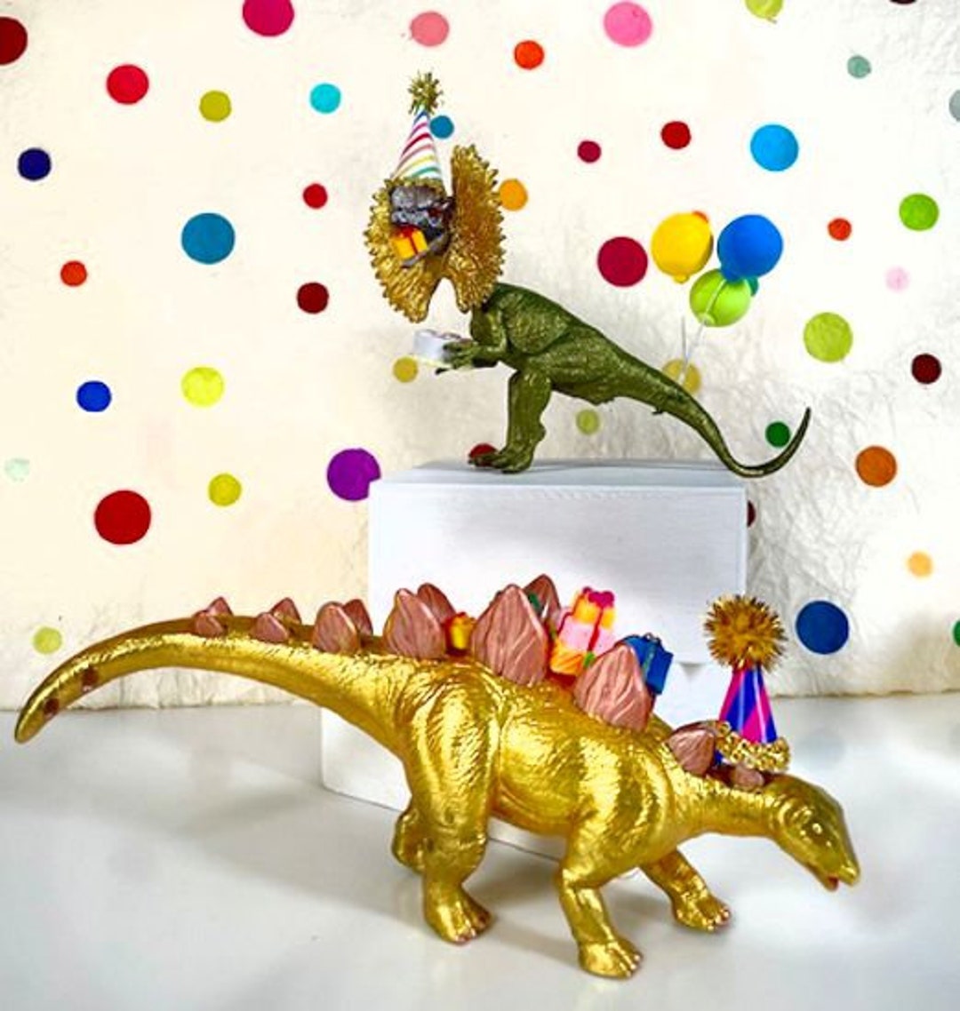 Dinosaur Birthday Cake Topper Stegosaurus and Dilophosaurus Figures ...