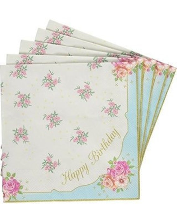 Shabby Chic Happy Birthday Paper Luncheon Napkins Pack of 20 - Etsy