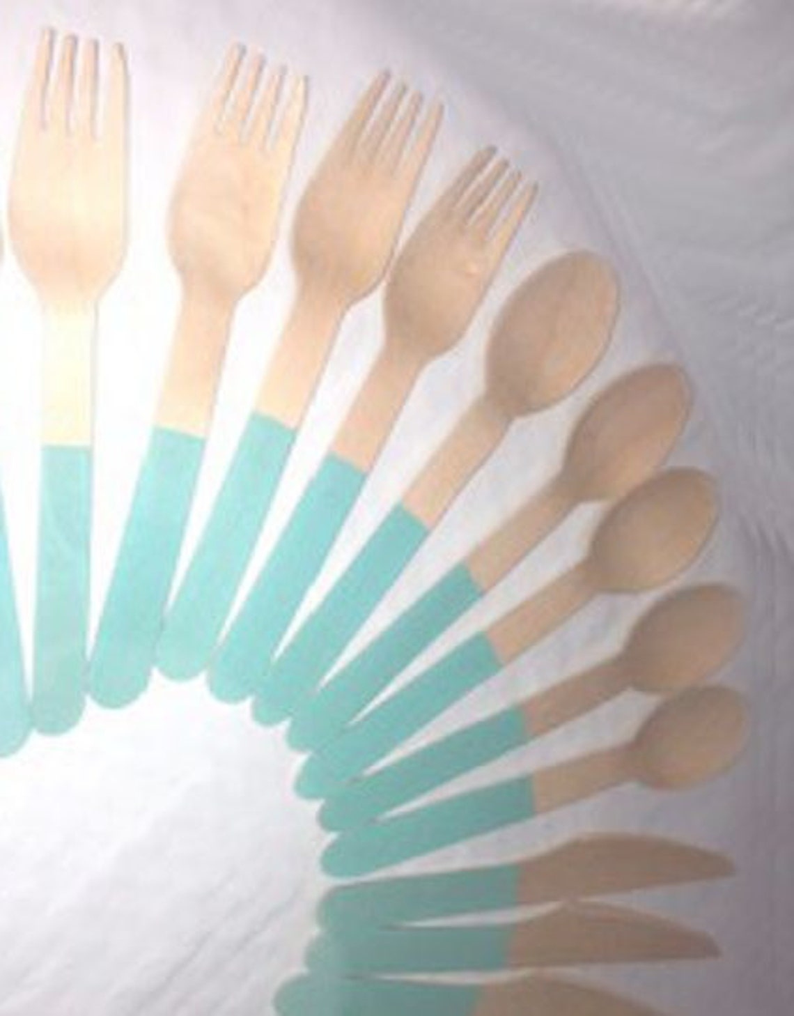 Eco Wooden Utensils Pastel Blue or Pastel Pink or Aqua SET of - Etsy
