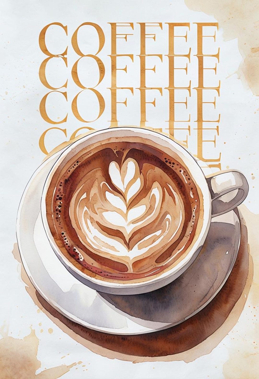 Watercolour Coffee Digital Wall Art - Etsy