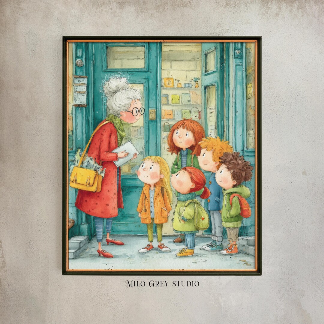 Vintage Back-to-school Wall Art - Printable Cozy Classroom Scene ...
