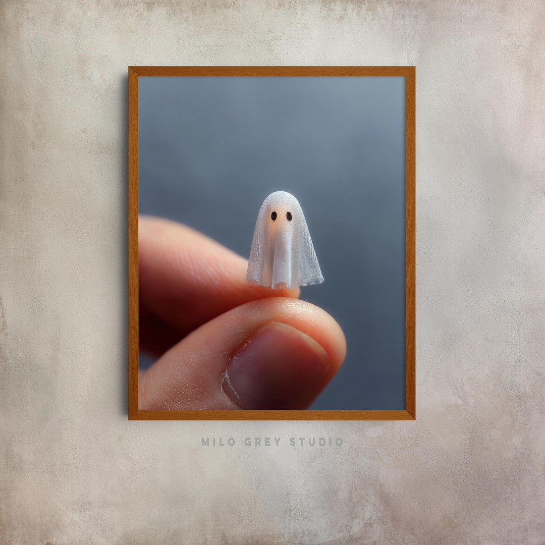 Spooky Miniature Ghost Art Print - Halloween Sheet Ghost, Tiny Scale ...